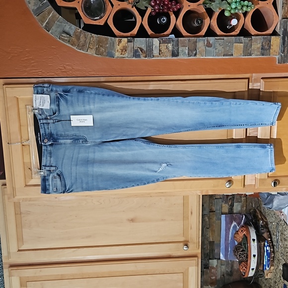 Calvin Klein | Jeans | Calvin Klein Distressed Blue High Rise Skinny ...